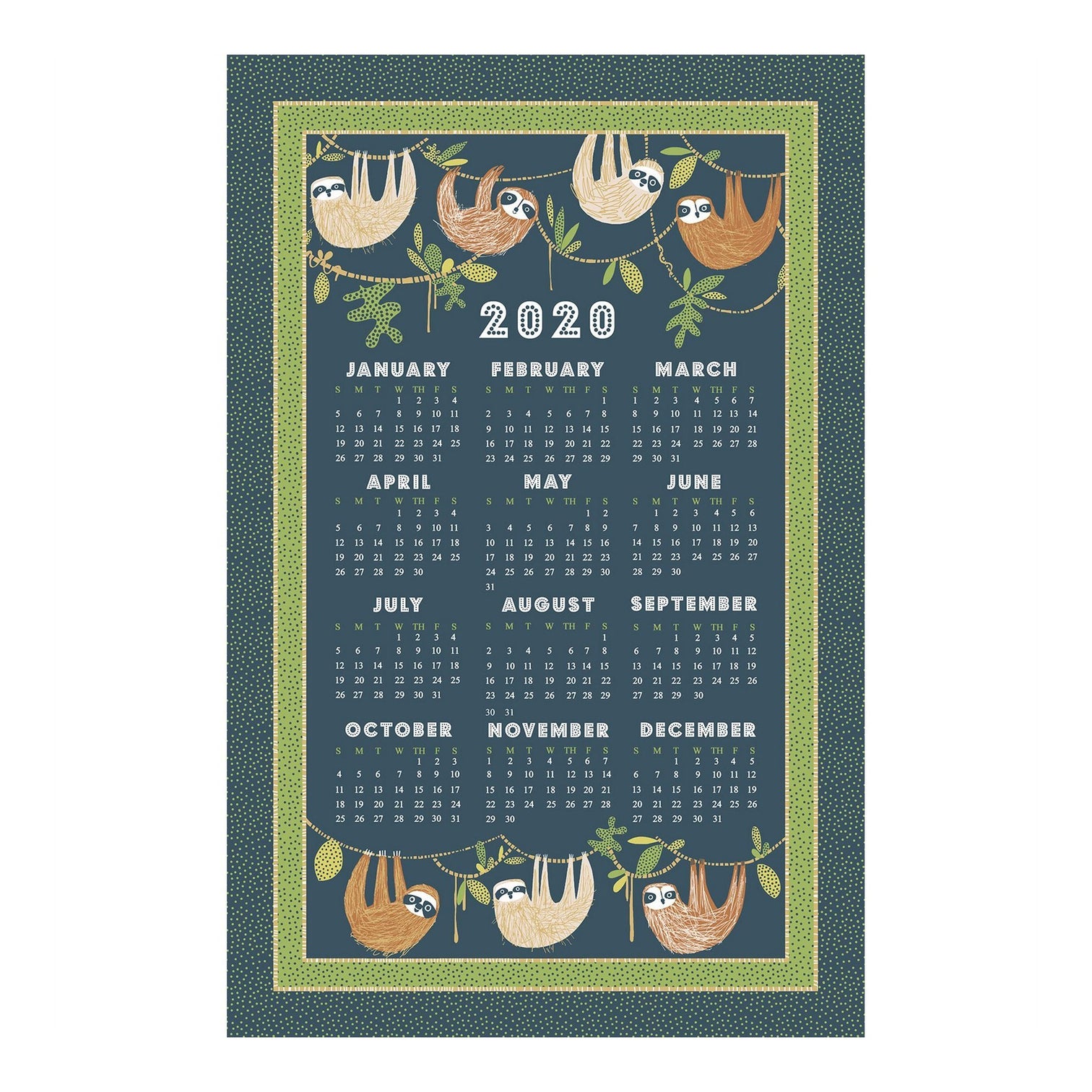 Hanging Around Calendar Cotton Tea Towel in Blue – Ulster Weavers