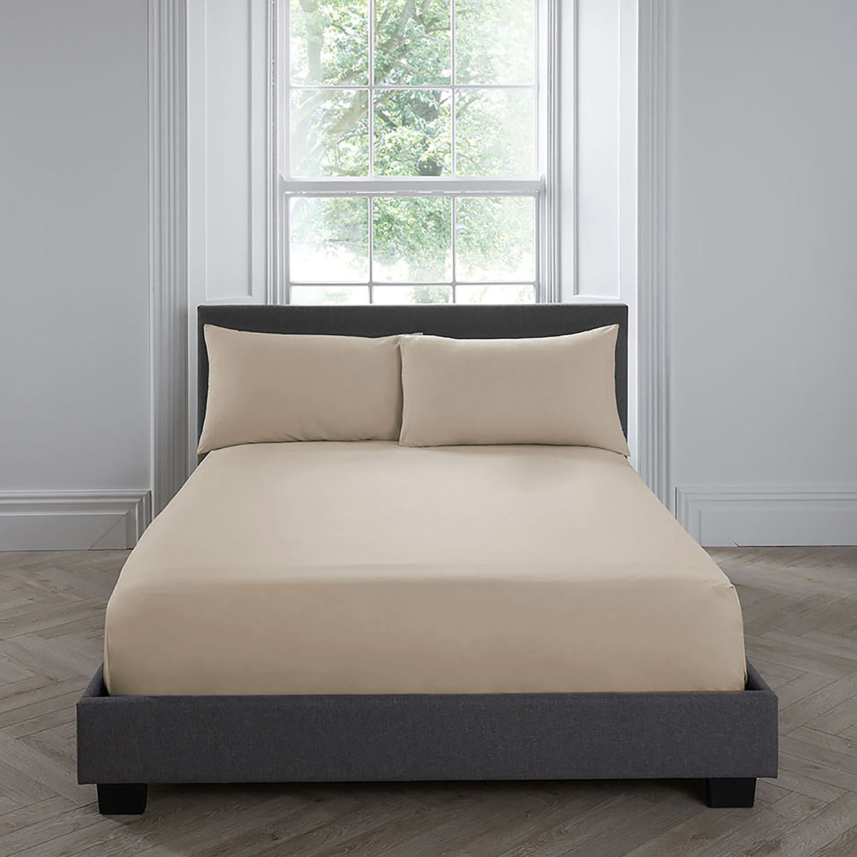200TC Plain Dye 35cm Fitted Bed Sheet by Appletree Boutique in Natural ...