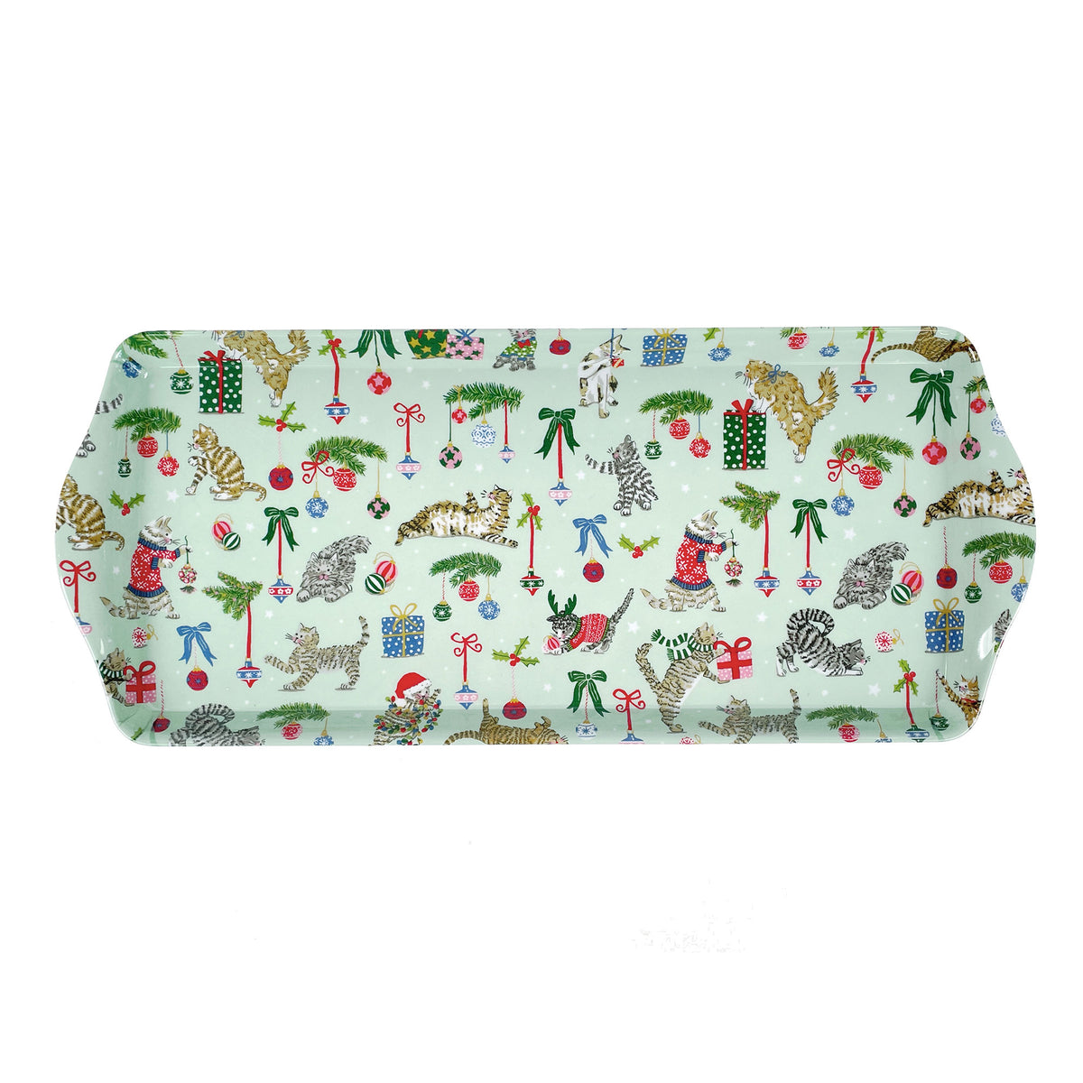 Christmas Cats Small Serving Tray in Seafoam – Ulster Weavers