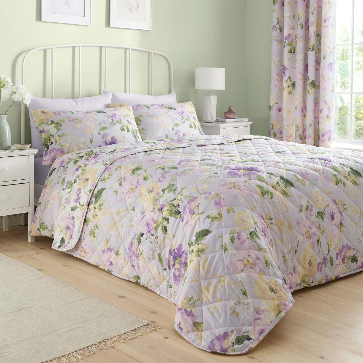 Flourette Bedspread by Dreams & Drapes Design in Lilac 200cm X 230cm ...
