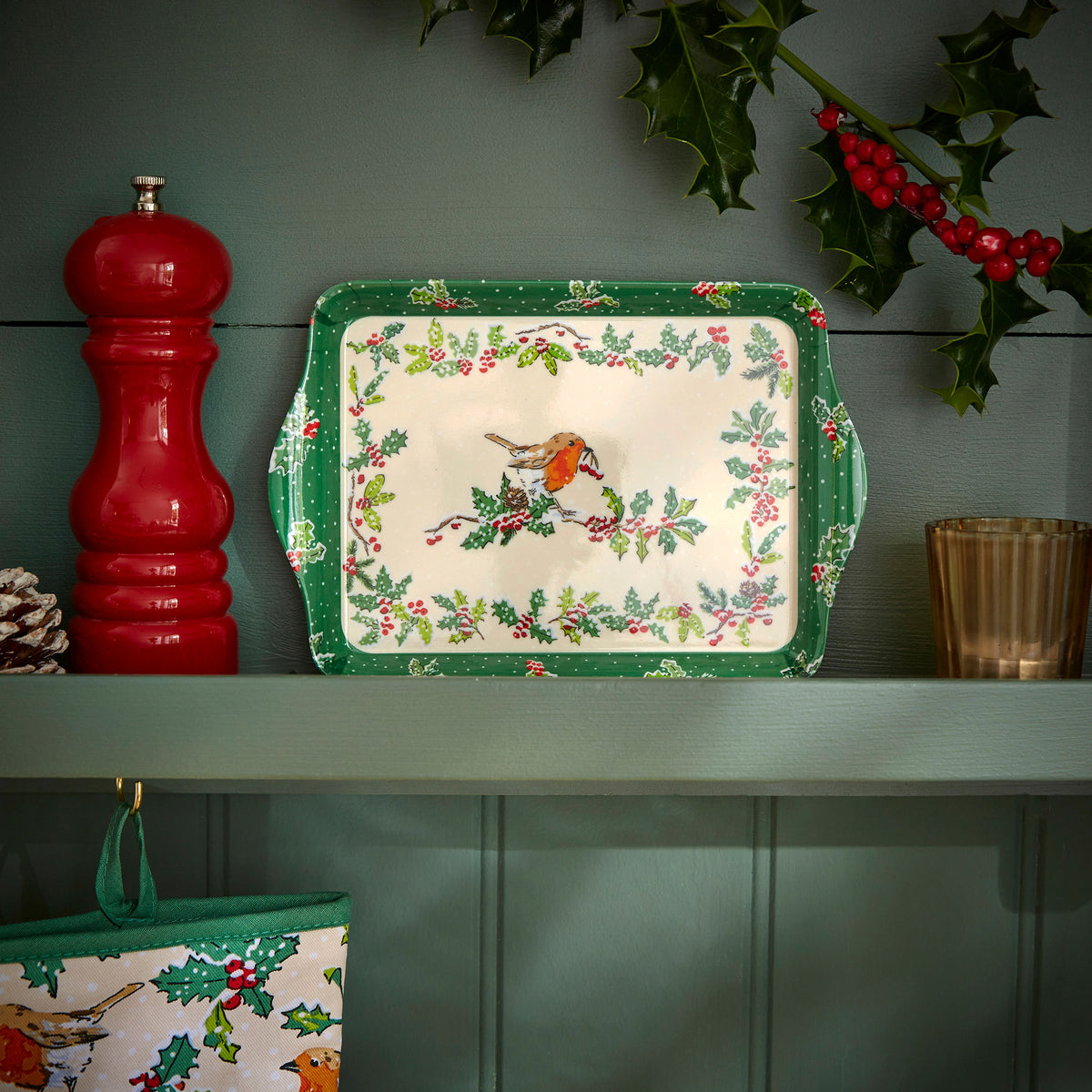 Christmas Robins Scatter Tray in Green – Ulster Weavers