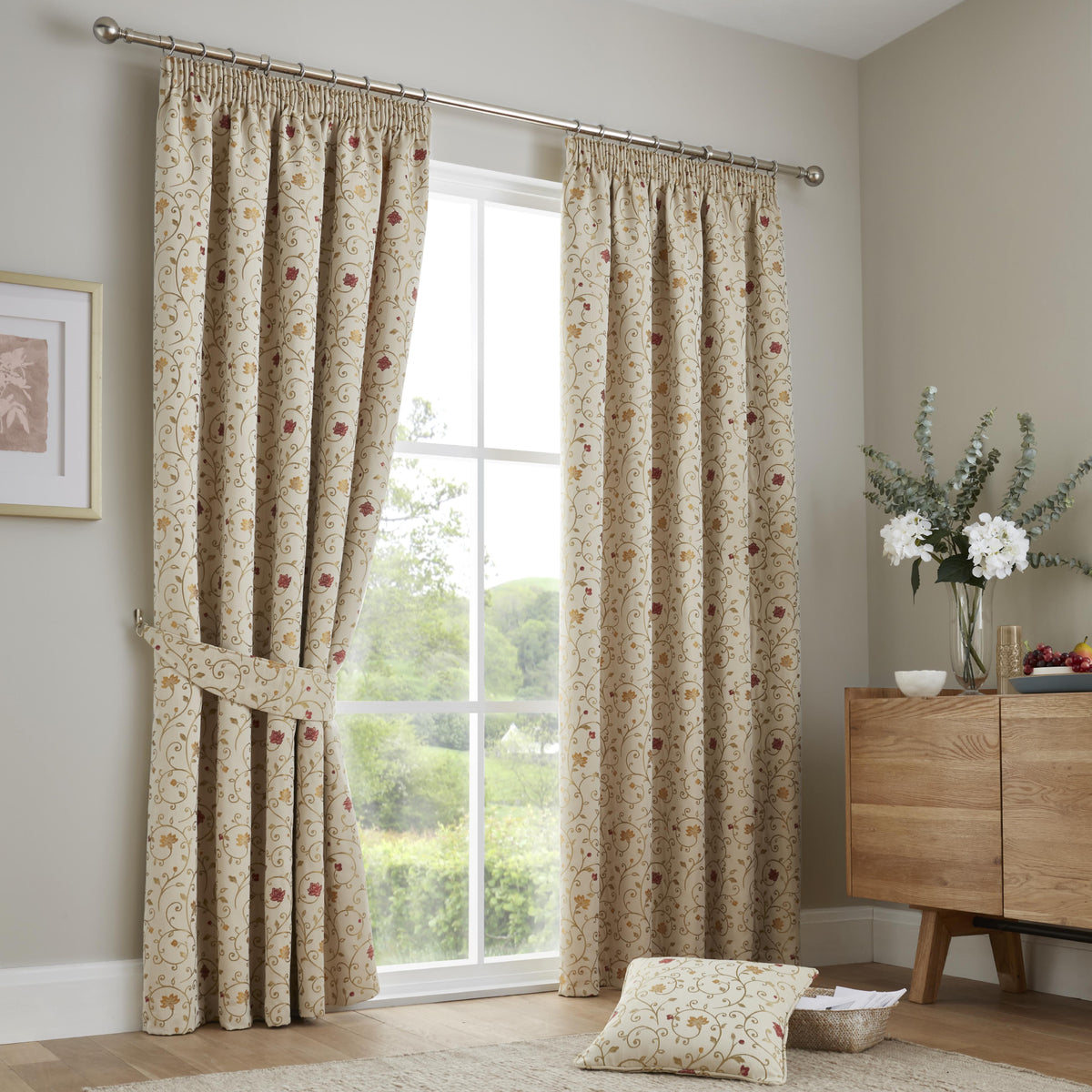 Renata Curtain Tiebacks in Natural/Red – Ulster Weavers