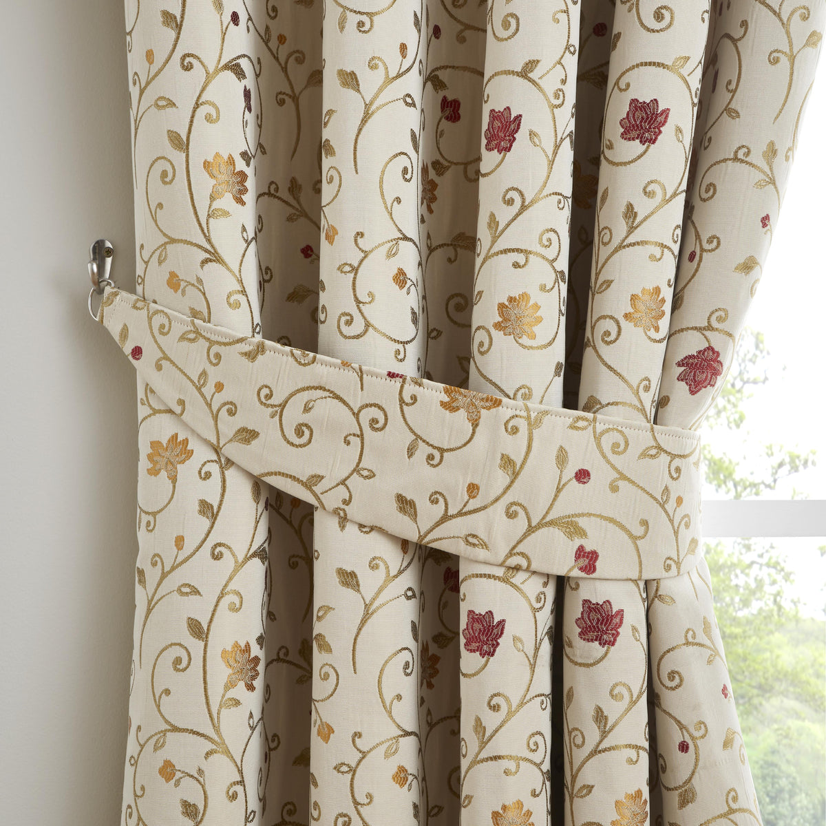 Renata Curtain Tiebacks in Natural/Red – Ulster Weavers