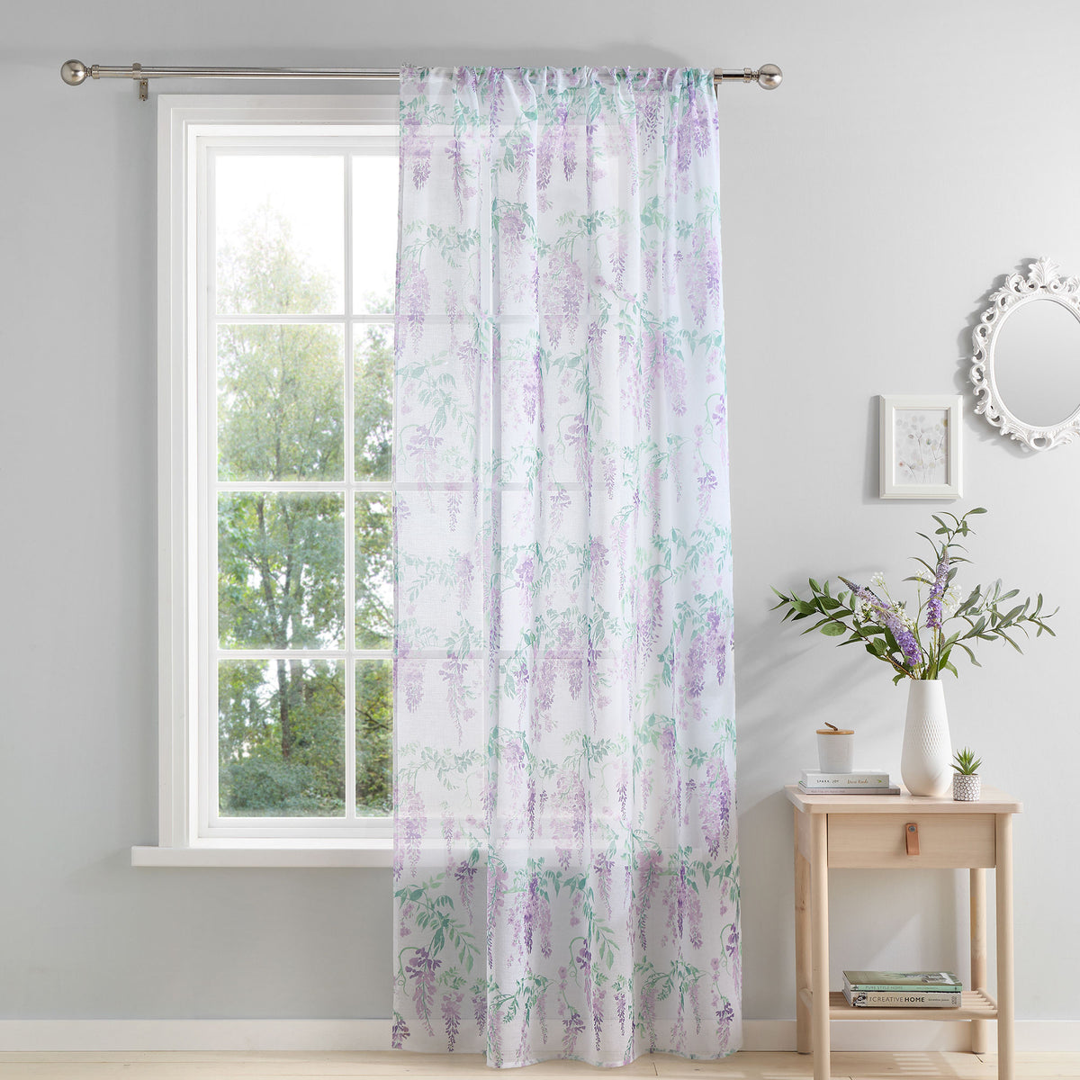 Wisteria Voile Panel by Dreams & Drapes Design in Lilac – Ulster Weavers