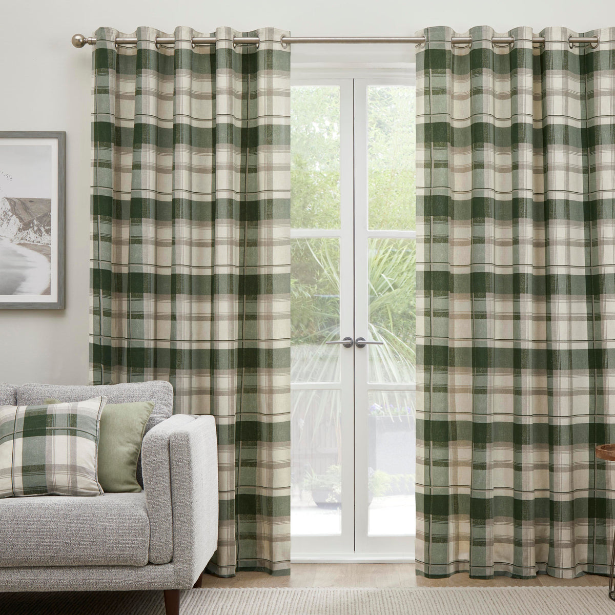 Balmoral Check Eyelet Curtains in Bottle Green – Ulster Weavers