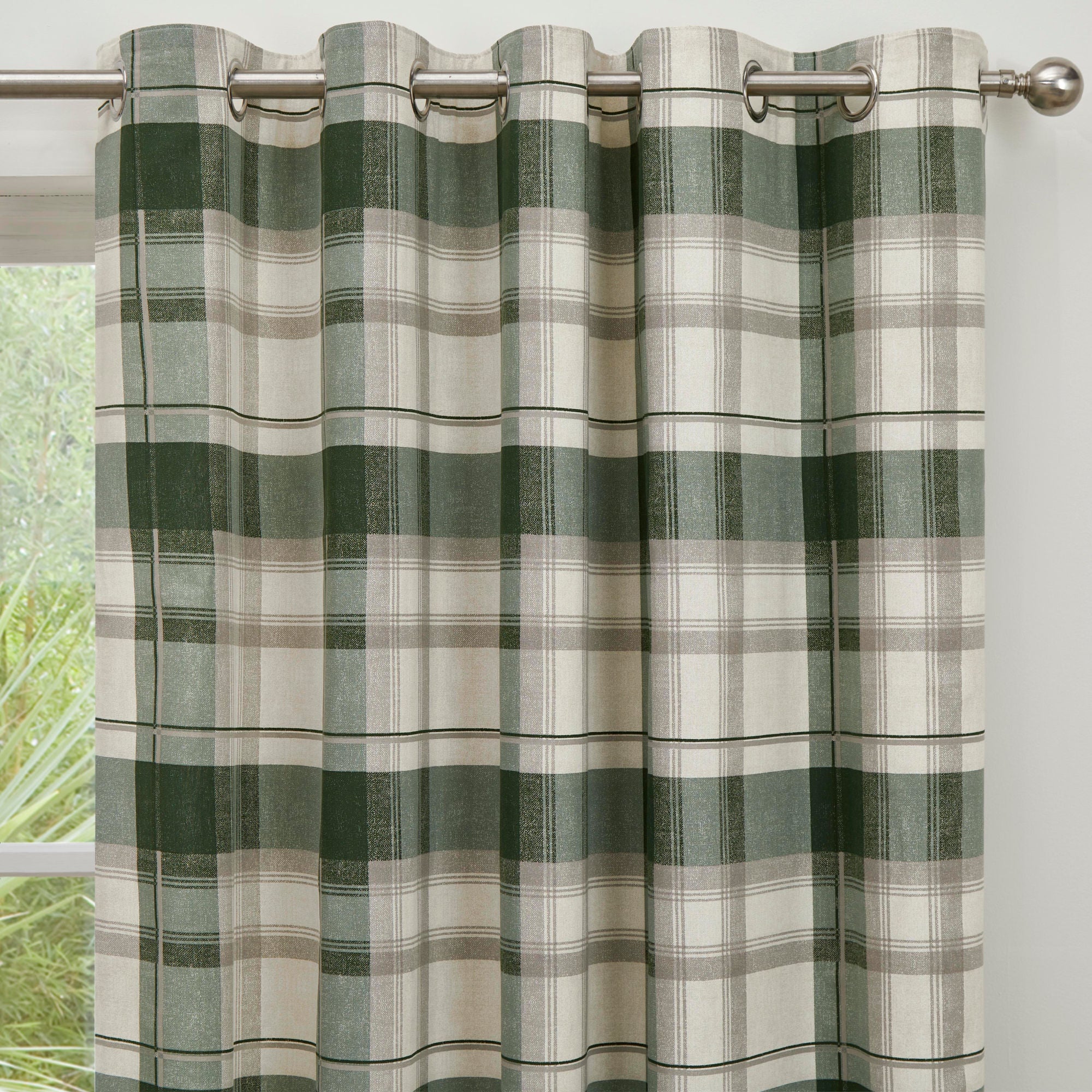 Balmoral Check Eyelet Curtains in Bottle Green – Ulster Weavers