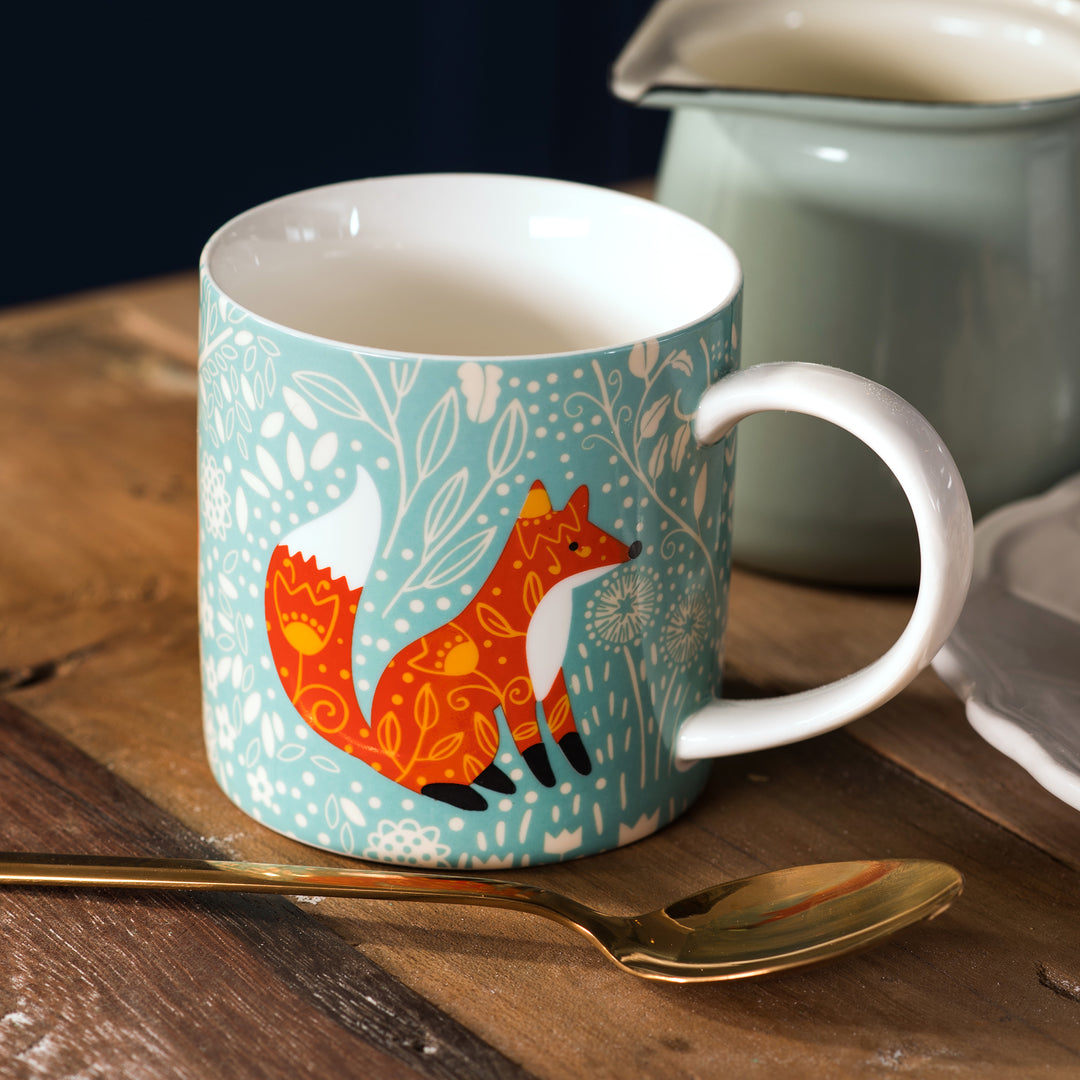 Foraging Fox Bone China Mug in Blue – Ulster Weavers