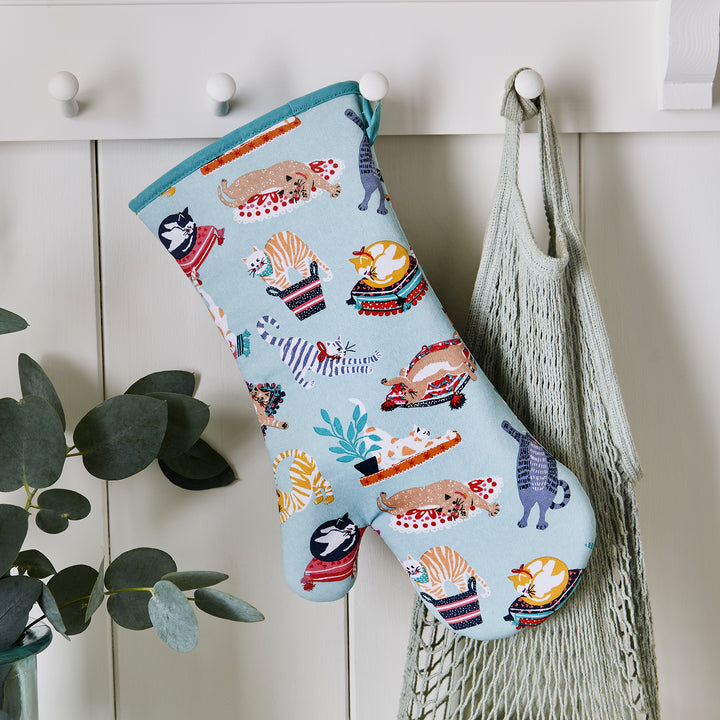 Kitty Cats Gauntlet Oven Glove in Blue – Ulster Weavers