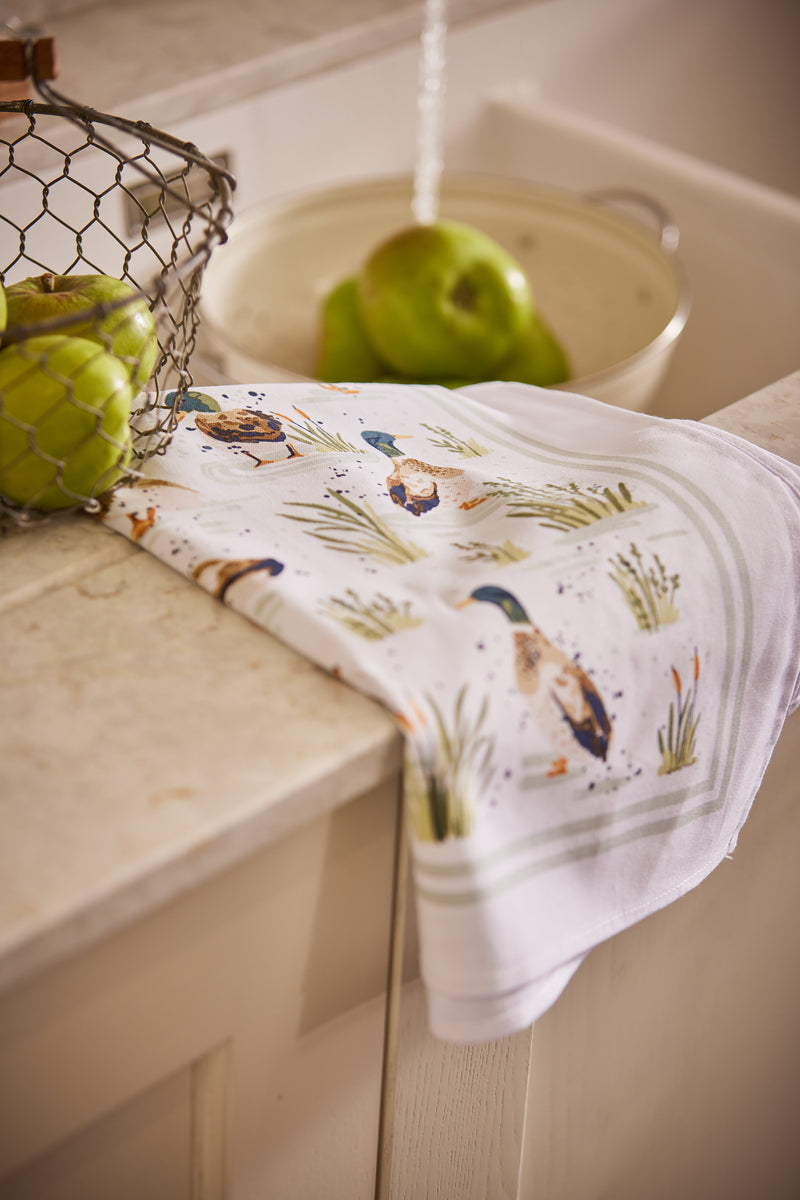 Farmhouse Ducks Cotton Tea Towel in Sage – Ulster Weavers