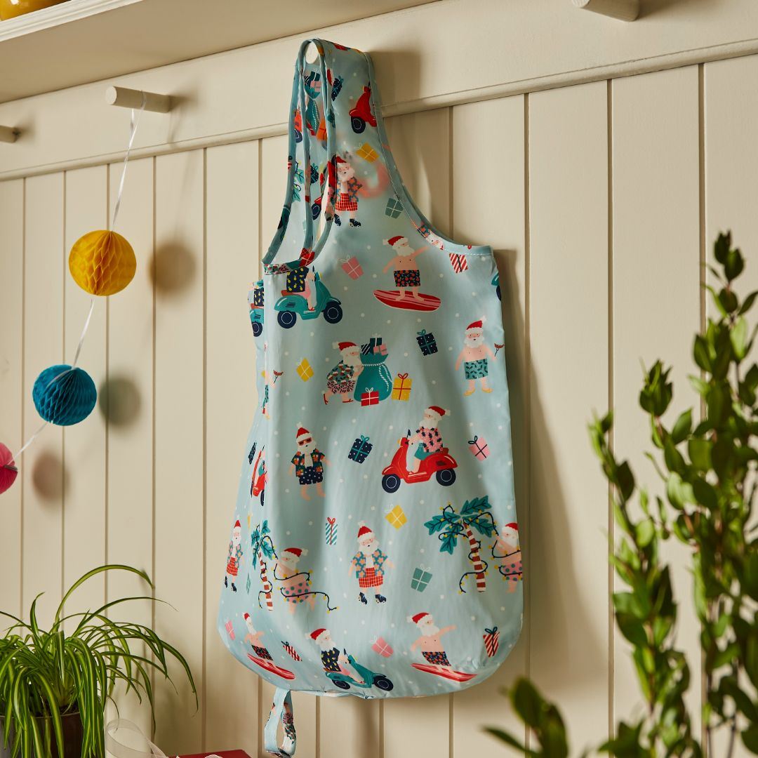 Ulster Weavers Recycled Packable Bag - Sunny Santa (Blue)