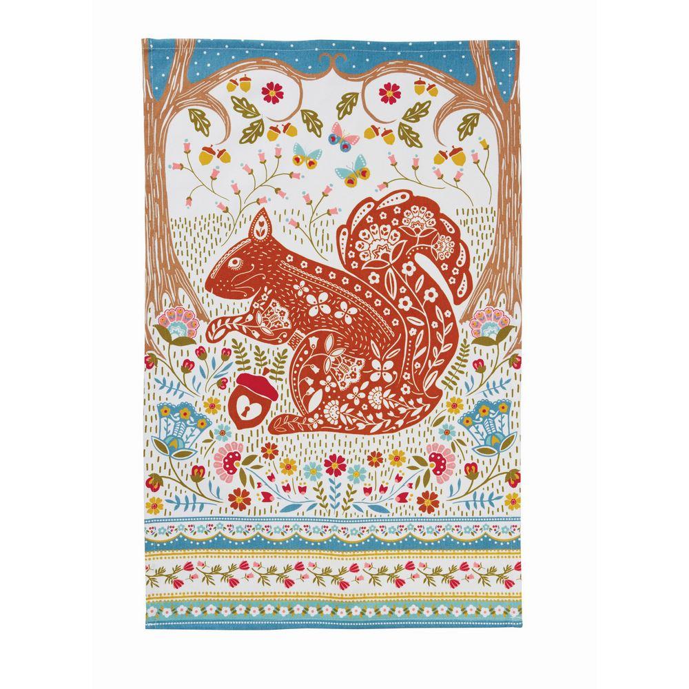 Woodland Squirrel Cotton Tea Towel in Orange – Ulster Weavers