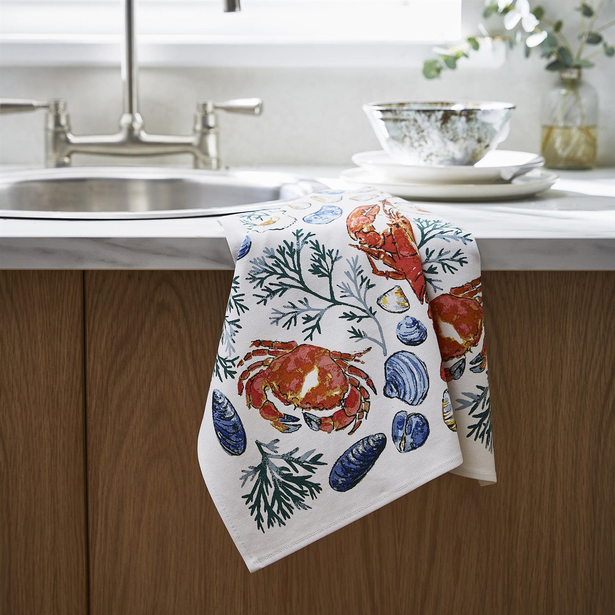 Shellfish Cotton Tea Towel in Green – Ulster Weavers